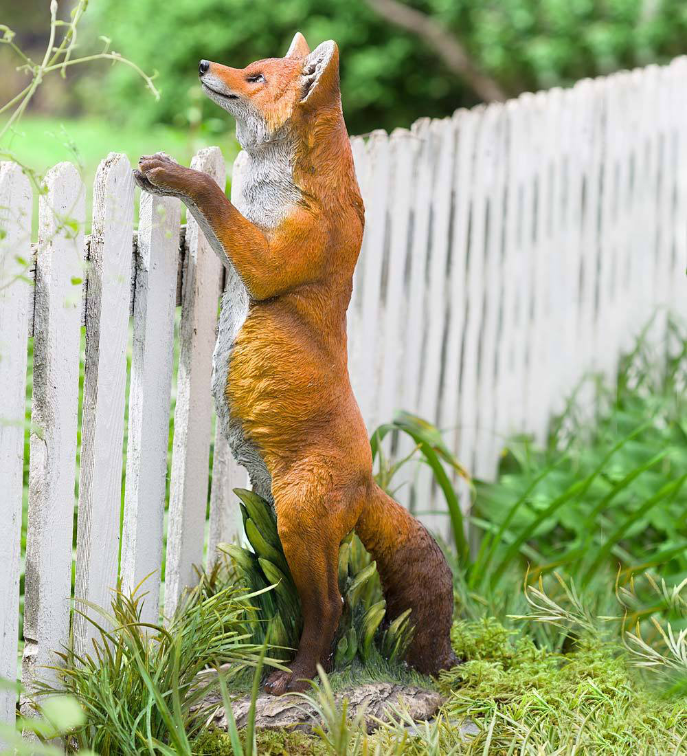 Arlmont & Co. Lifelike Indoor/Outdoor Resin Standing Fox Statue ...