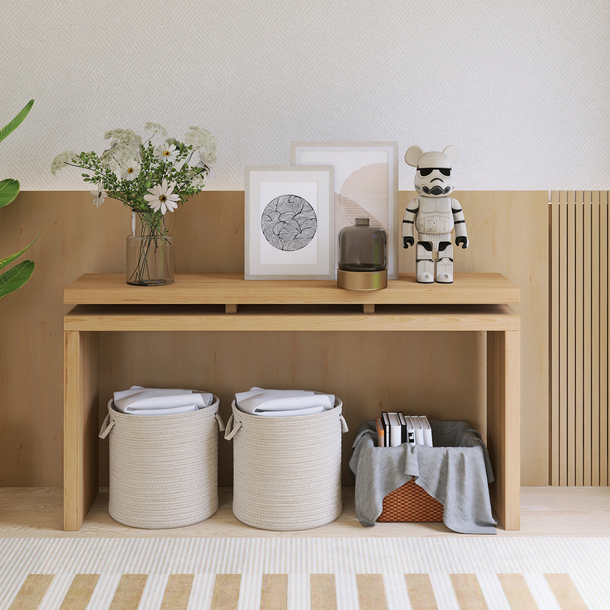 Latitude Run® 59.84'' Console Table With Double Board Suspension Design ...
