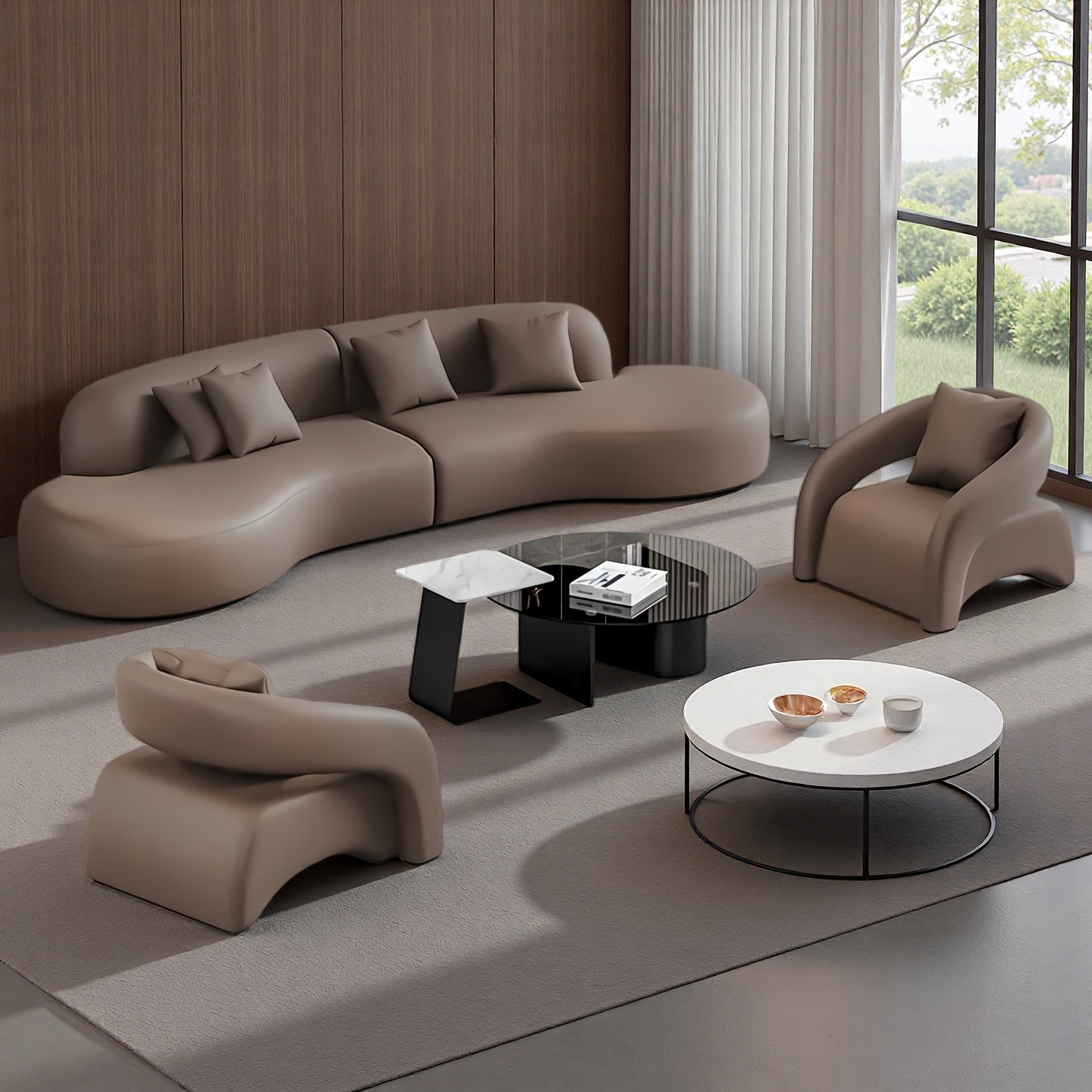Elamer Modern Simple Faux Leather Arc Reception Sets | Wayfair
