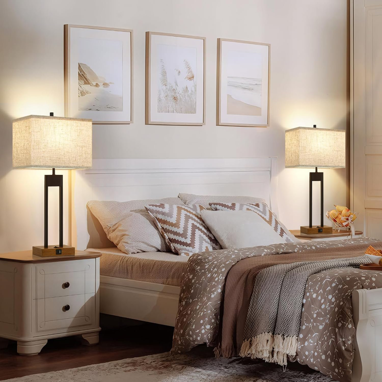 17 Stories 3 Colours Changeable Bedside Lamps, Modern Bedroom Lamps For ...