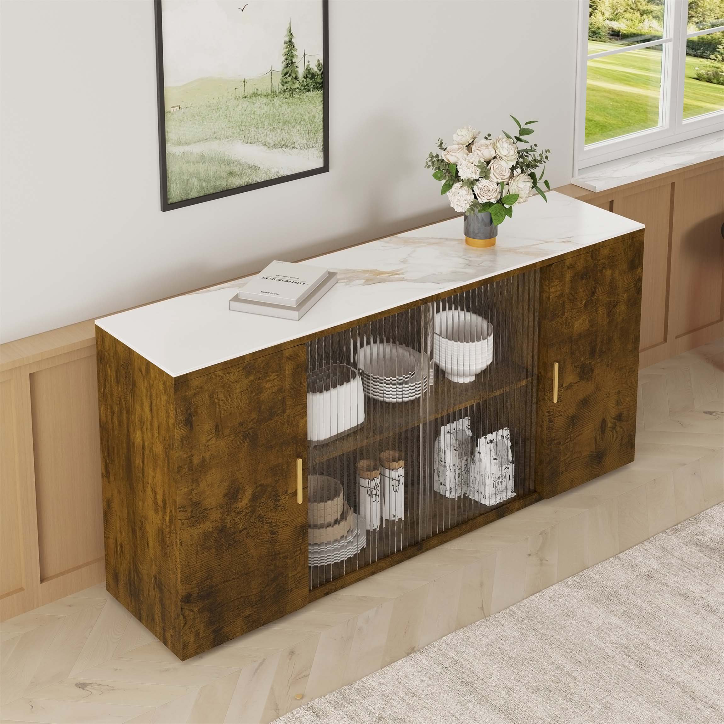Ivy Bronx Dust-Proof Wooden Cabinets with Glass Doors | Wayfair