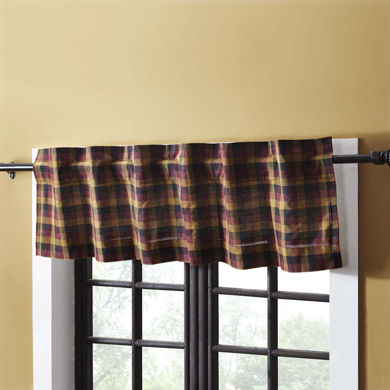 Loon Peak® Drancy Plaid Cotton Tailored Window Valance in Burgundy ...