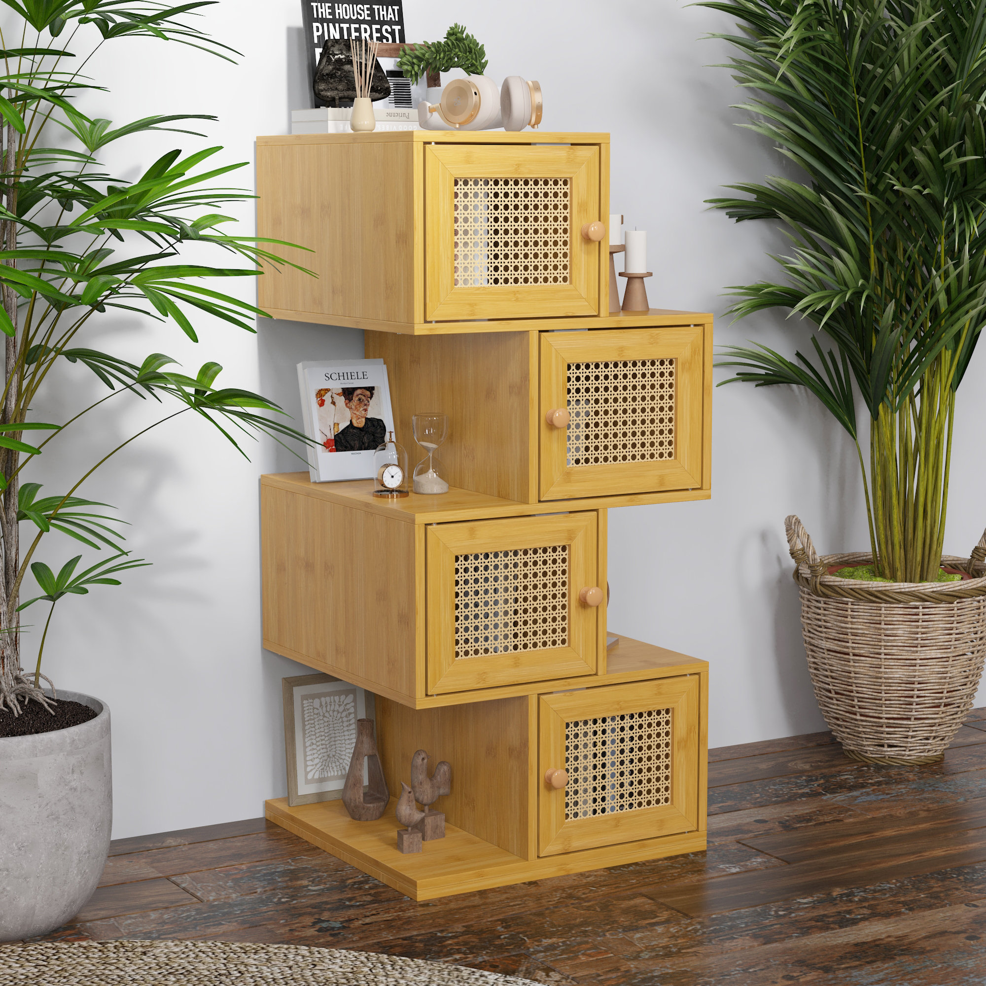 Ebern Designs S-Shaped 4-Compartment Storage Cabinet Bookcase - Wayfair ...