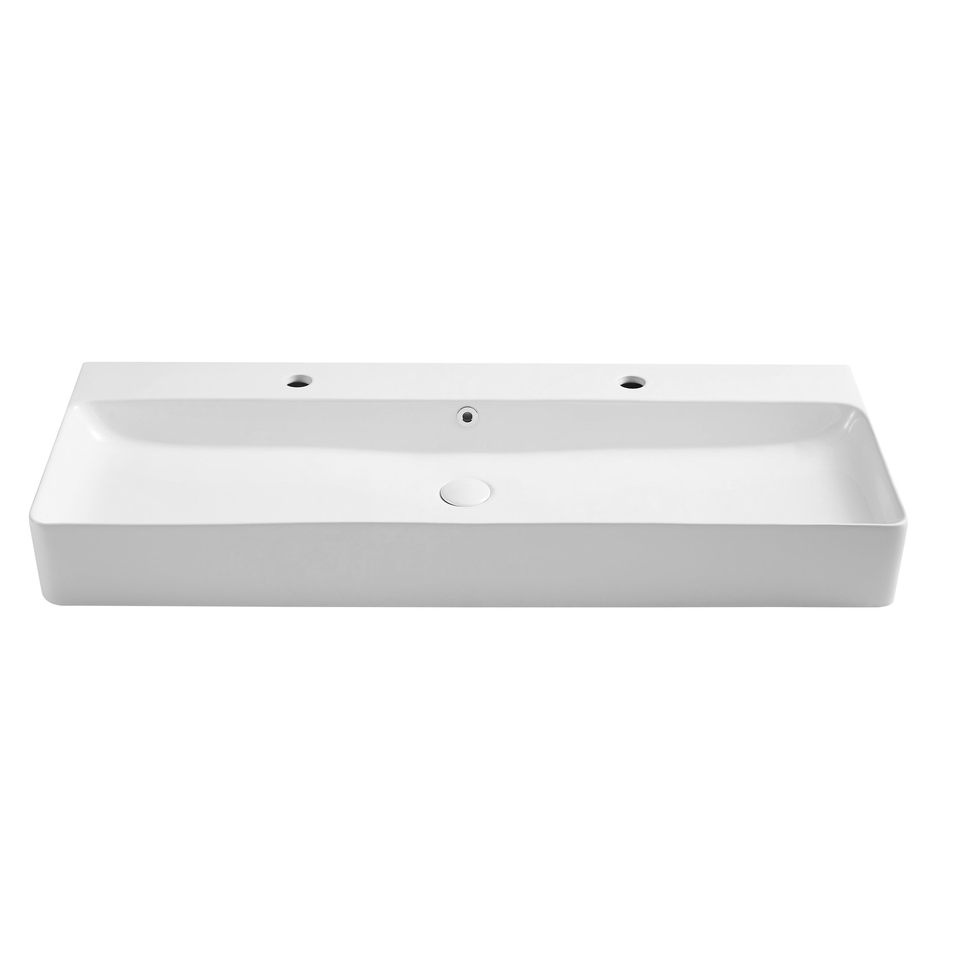 Eridanus Turner 43" W White Ceramic Rectangular Wall Mount/Vessel ...