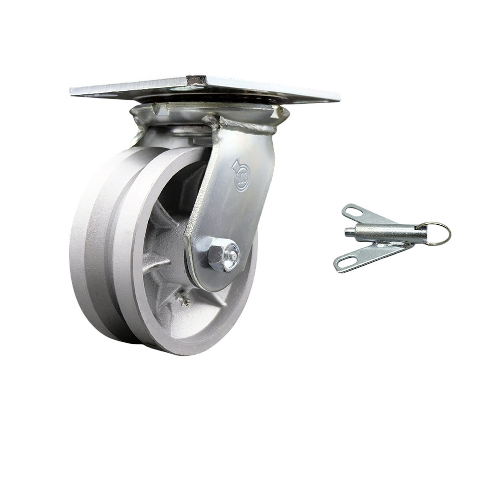 Service Caster 5 Inch Heavy Duty V Groove Semi Steel Caster with Roller ...