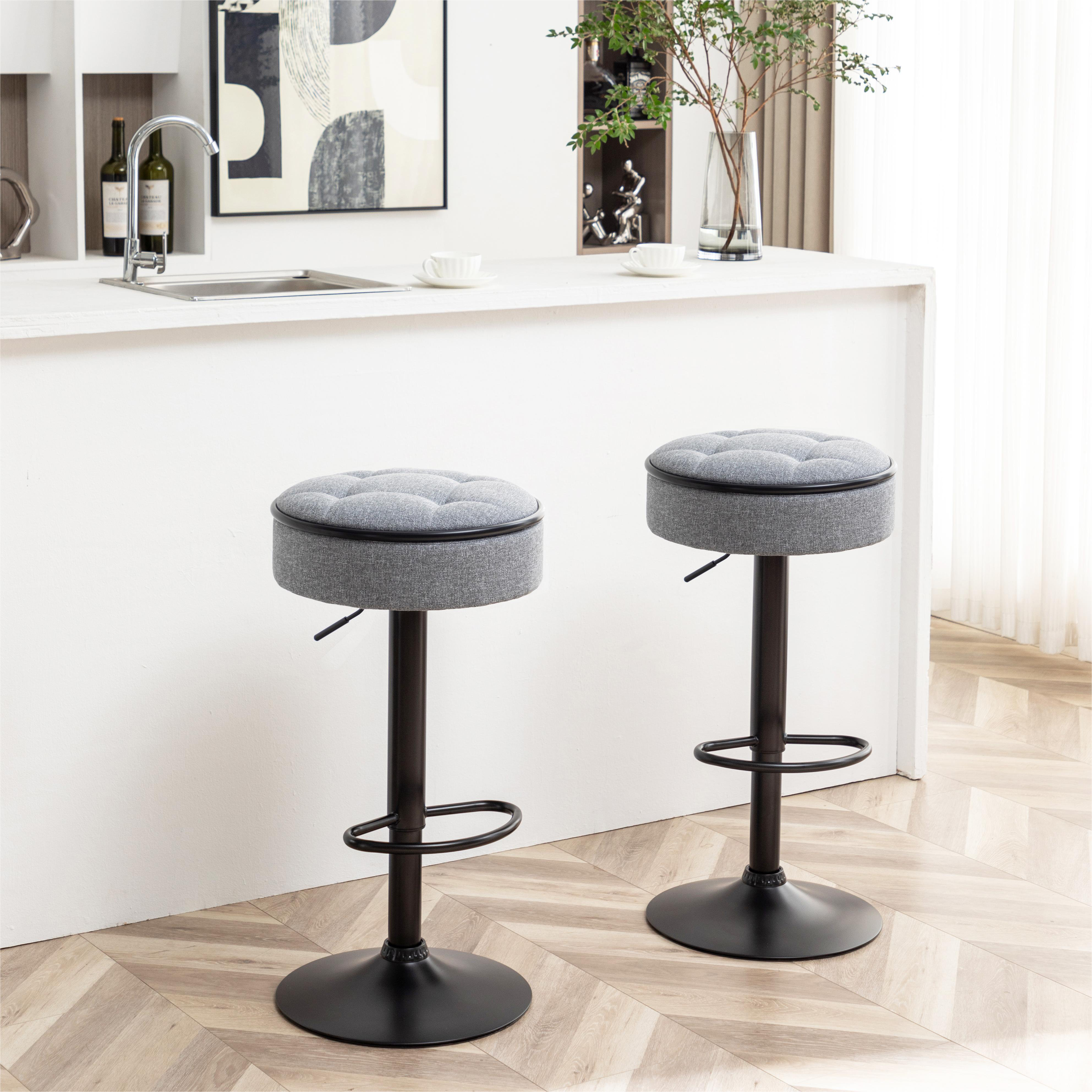 shinyswan Set Of 2 Round Storage Bar Stools | Wayfair