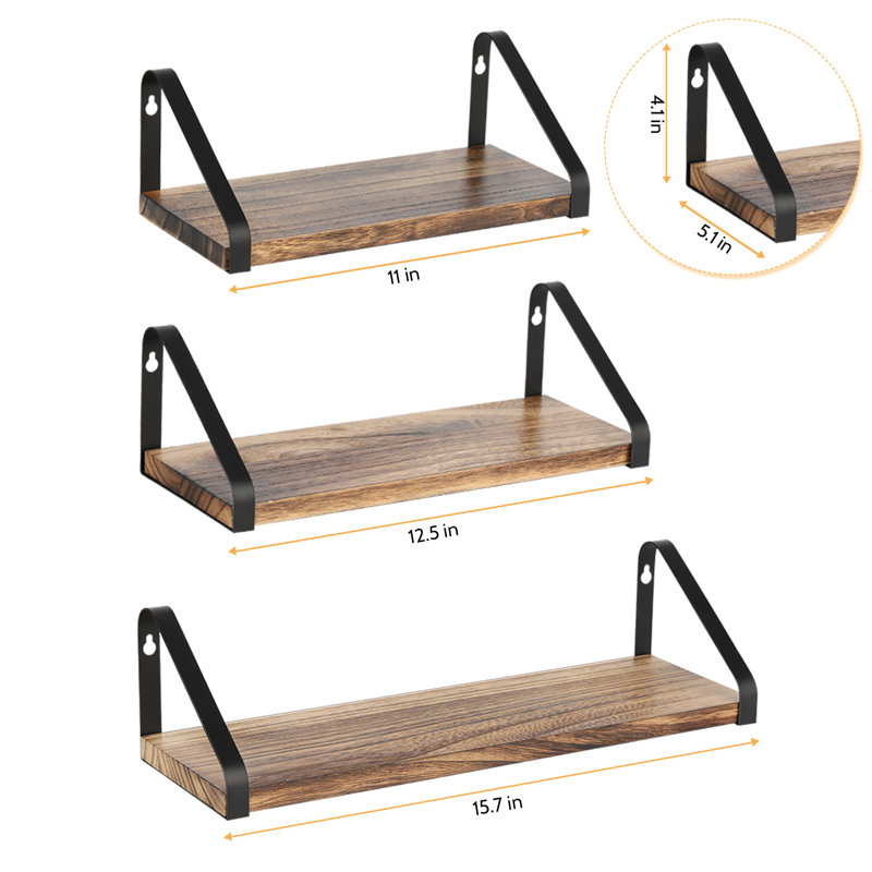 17 Stories 3 Piece Solid Wood Floating Shelf | Wayfair