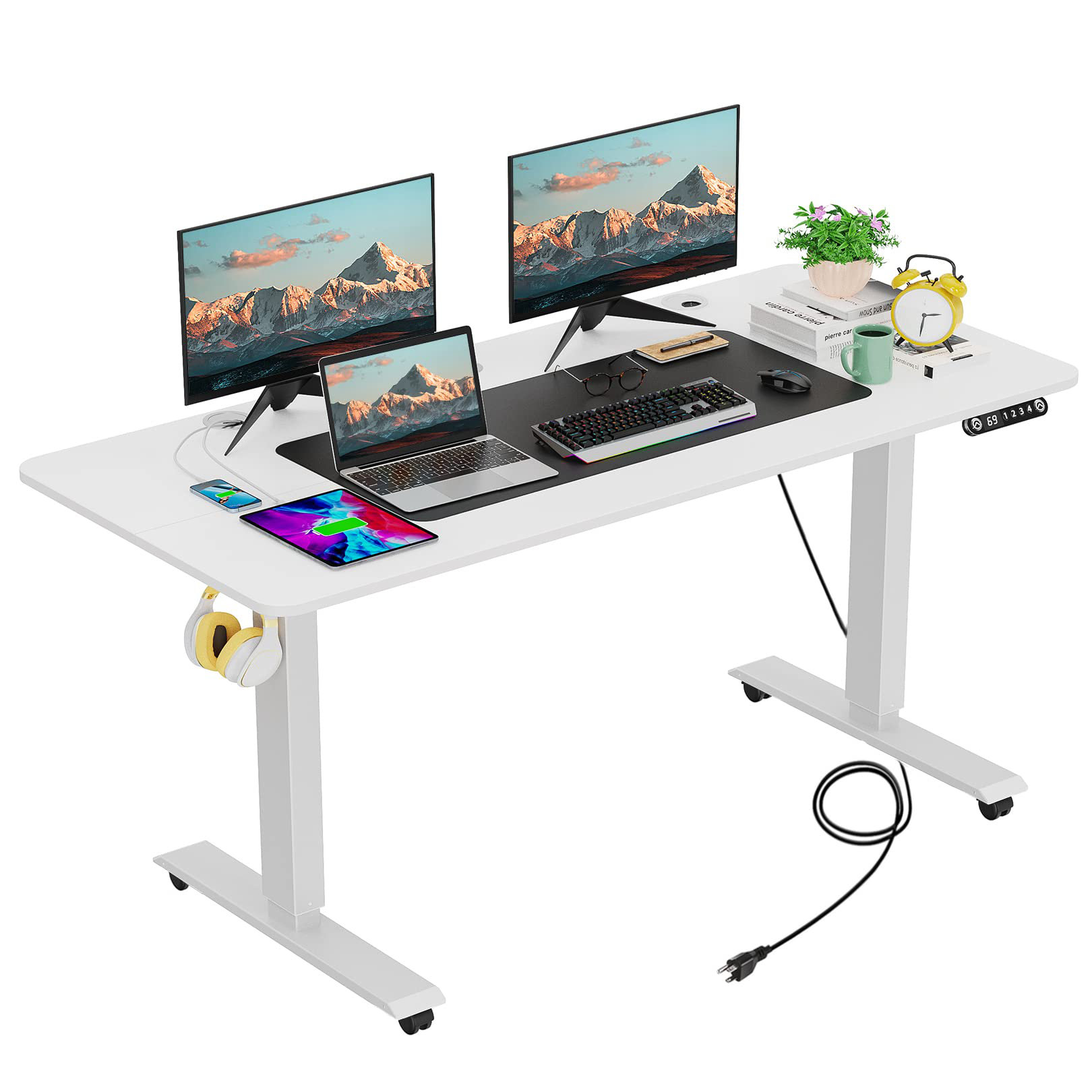Inbox Zero Koni 55 x 24 inch Height Adjustable Electric Standing Desk ...
