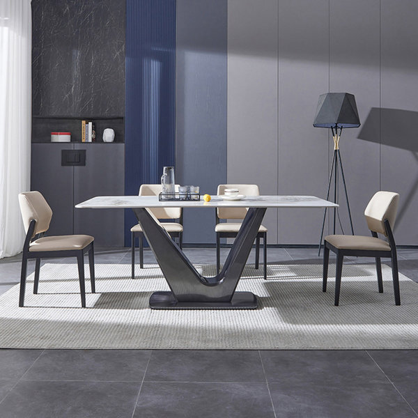 Elevat Home Light Luxury Minimalist Rectangular Rock Table Set 5 ...