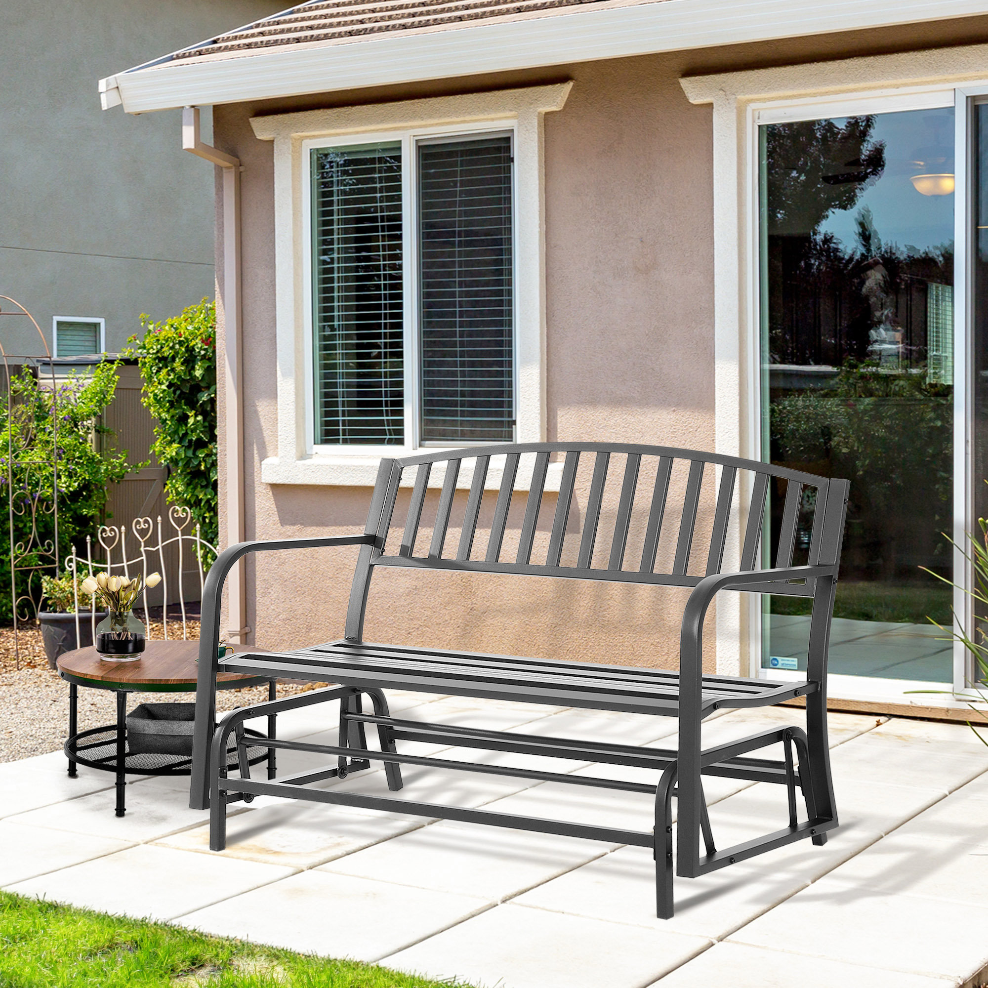 Lark Manor Outdoor Glider Bench, Glider Bench For Outside Patio ...