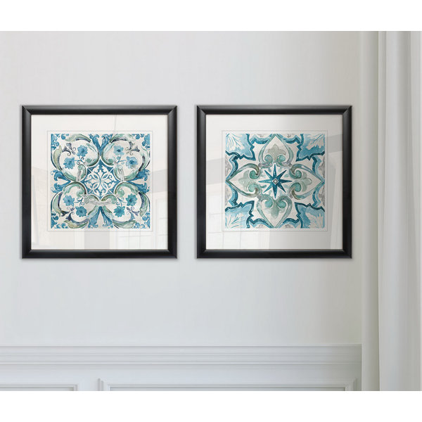 Bungalow Rose " Carribean Tile I " 2 - Pieces on Paper & Reviews | Wayfair