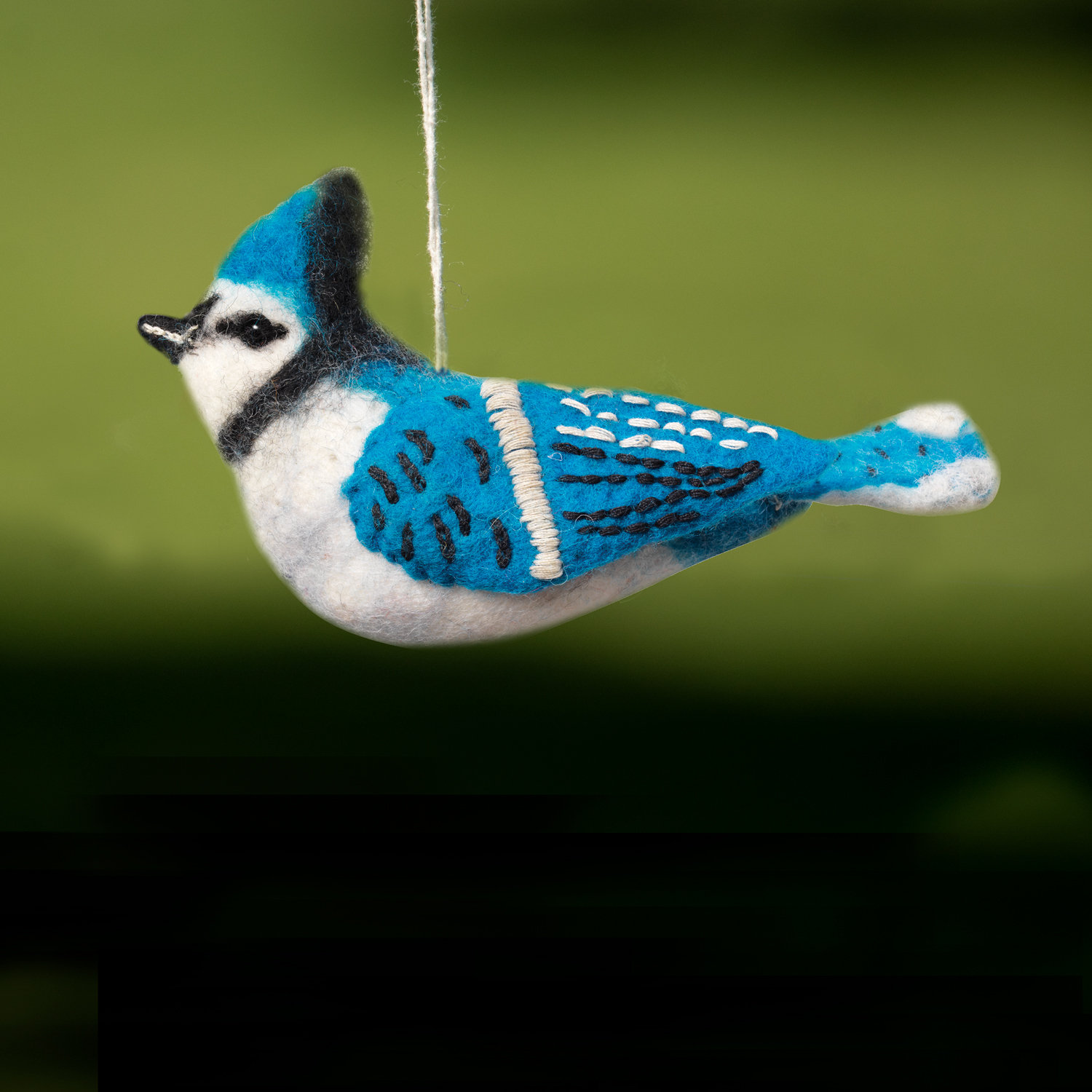 The Holiday Aisle® Felt Bird Garden Blue Jay Hanging Figurine | Wayfair