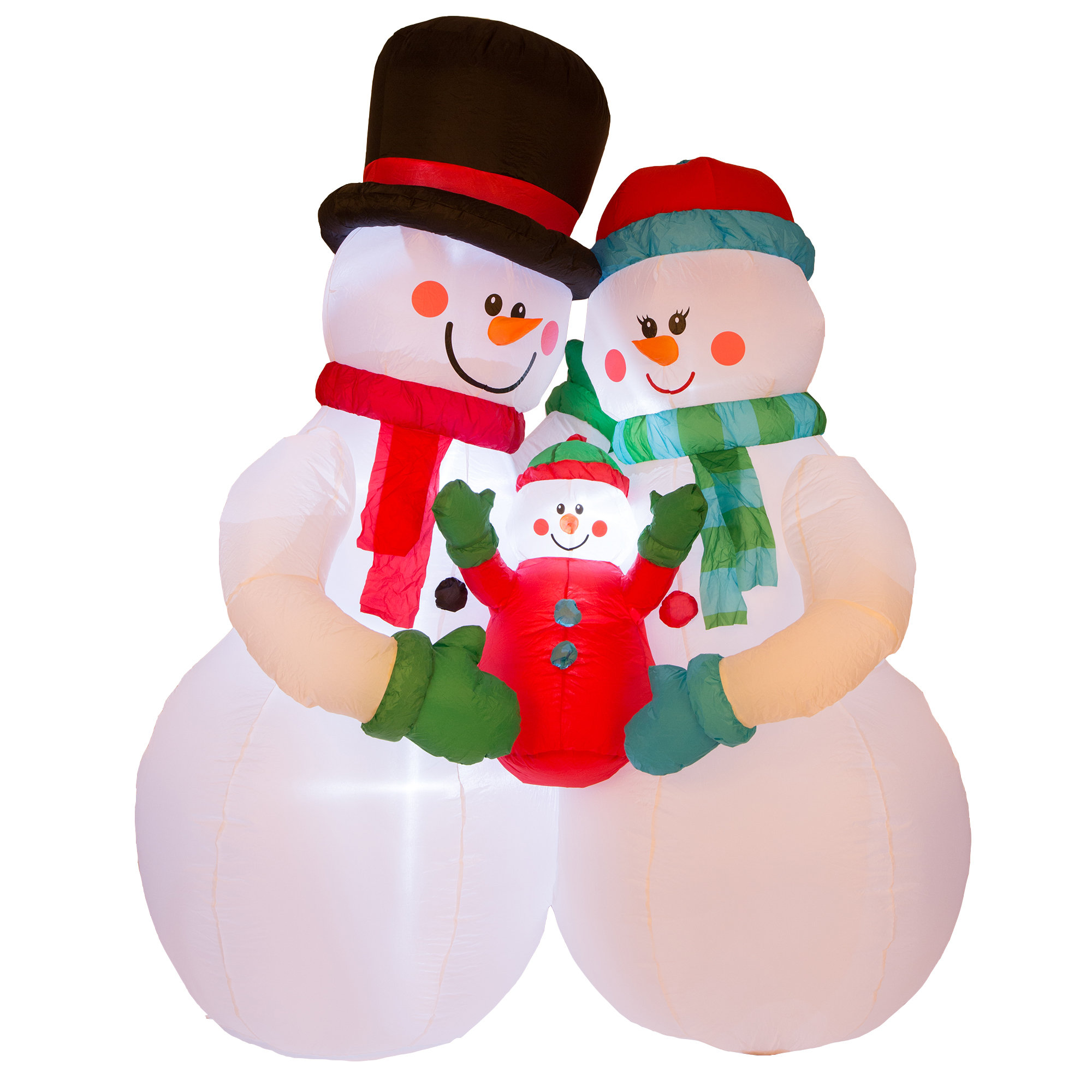 Glitzhome 8FT Christmas Lighted Inflatable Snowman Family Decor ...