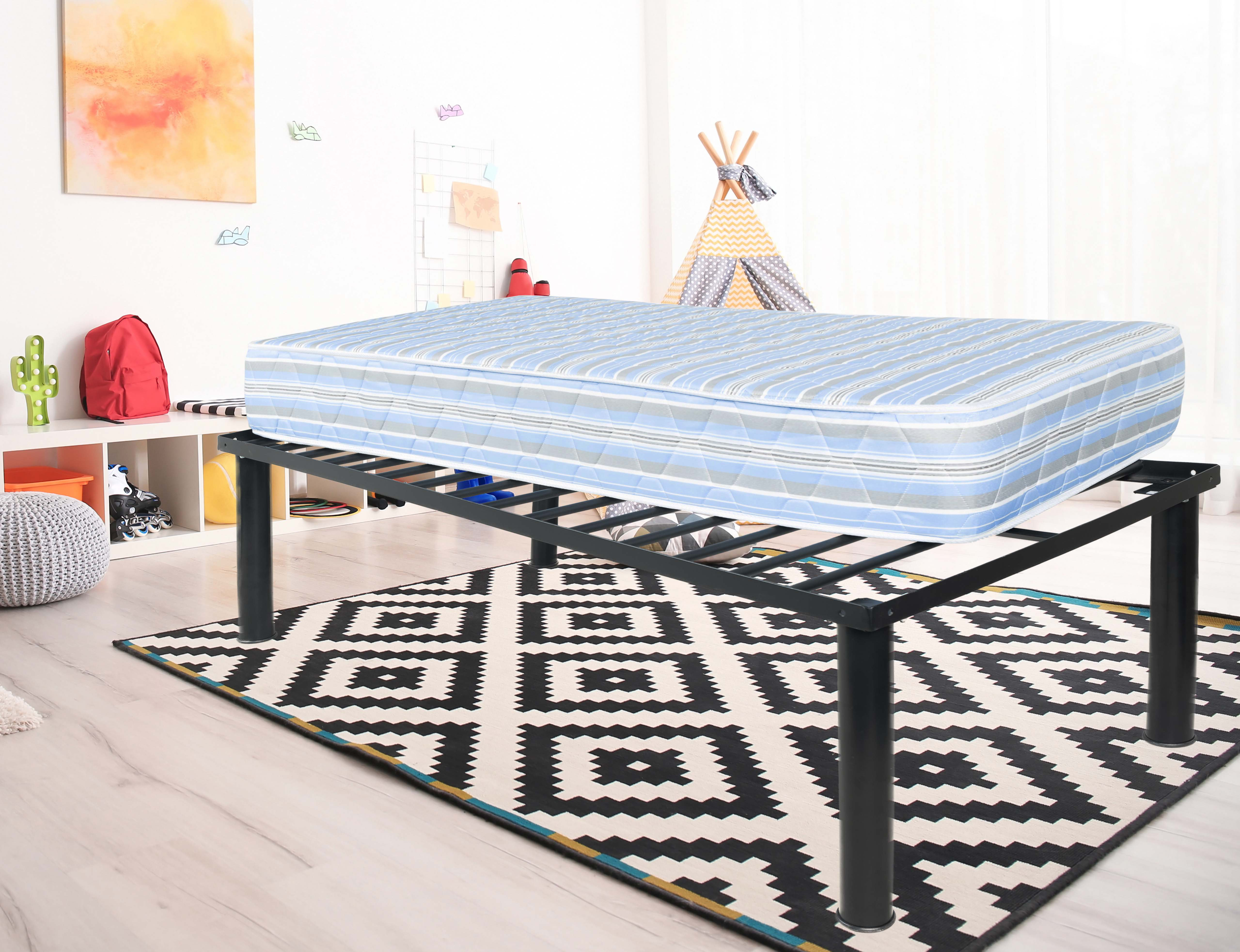 White Noise Ziva University Heavy Duty Steel Platform Bed Base with 3 ...