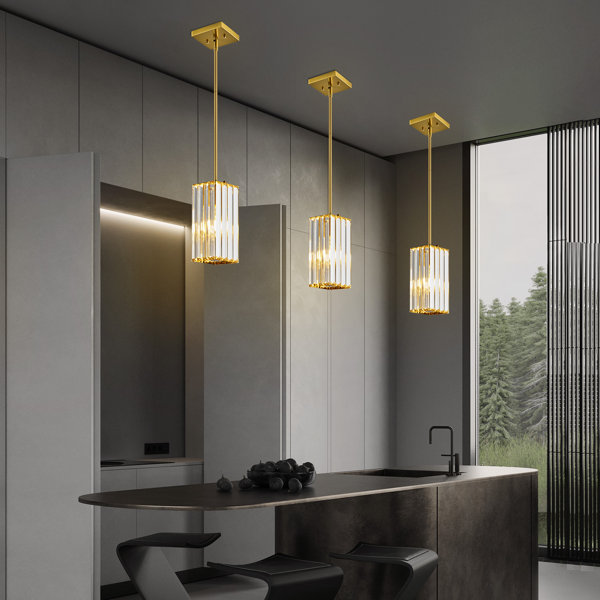 Mercer41 Modern Pendant Light Gold Rectangle Pendant Lighting Mini ...