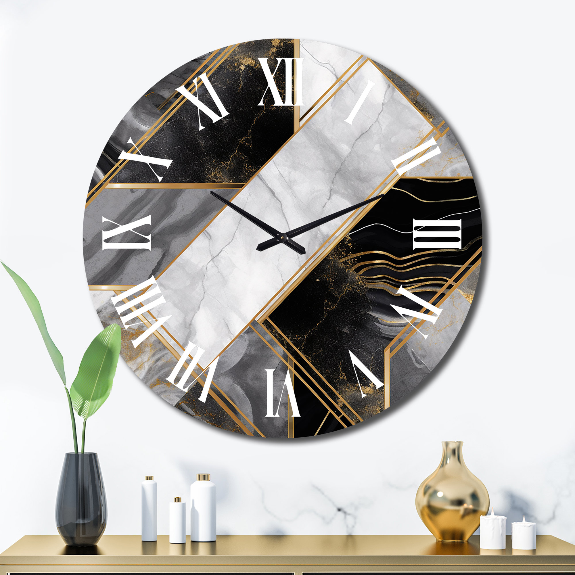Design Art Marble Granite Agate with Touches of Gold IV Metal Wall ...