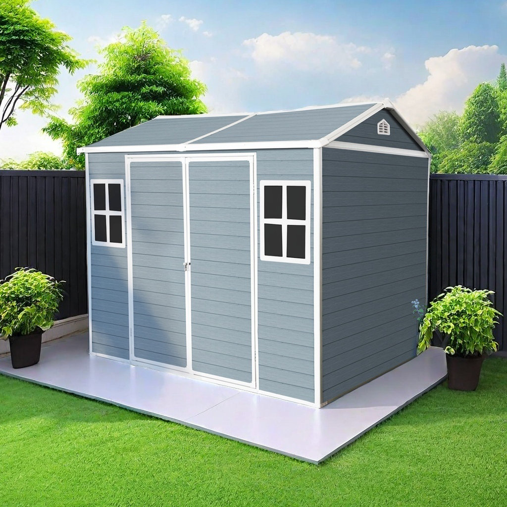 Livaca 6X8Ft Waterproof Resin Outdoor Storage Shed With Built-In Floor ...