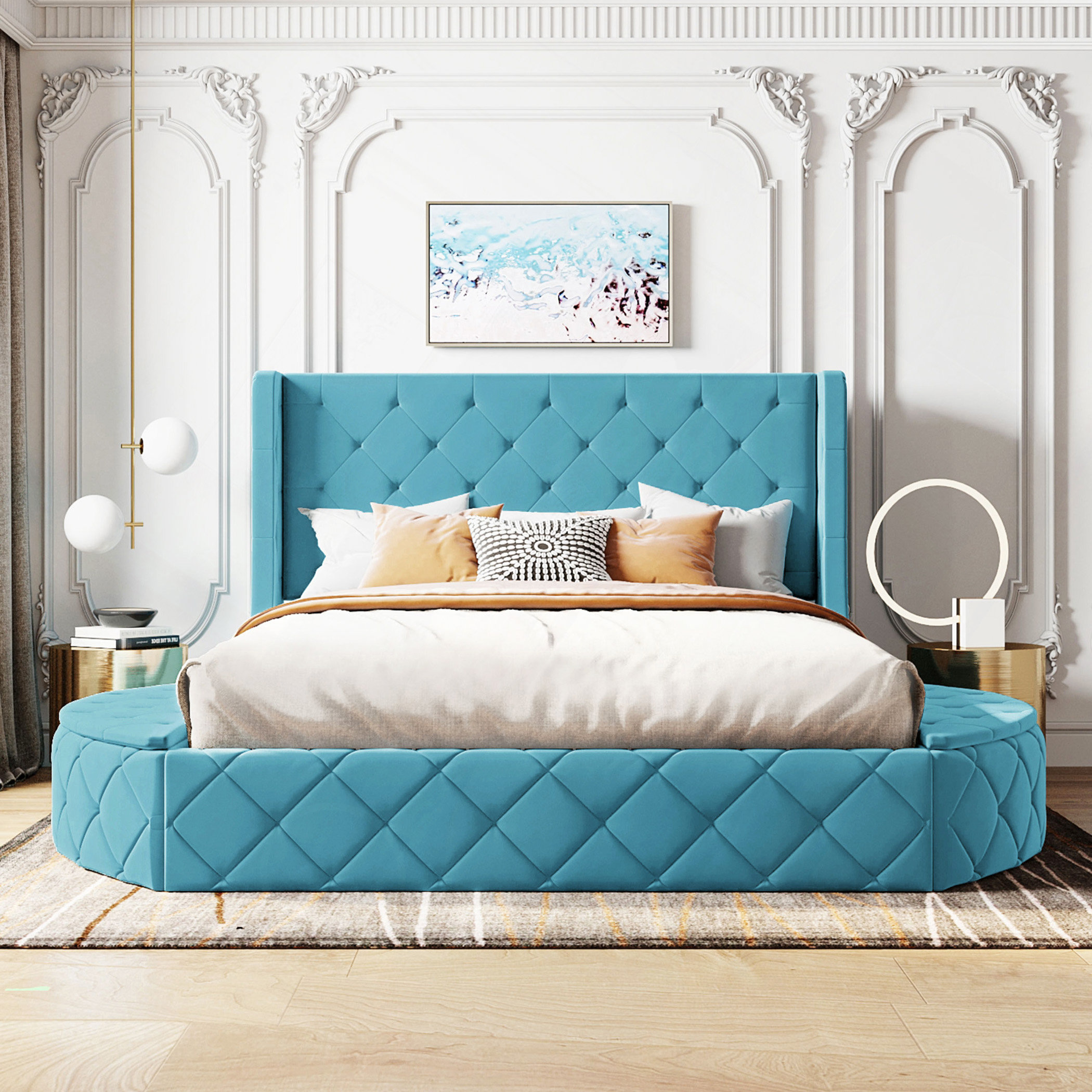 Red Barrel Studio Upholstered Platform Bed Storage Velvet Bed With ...