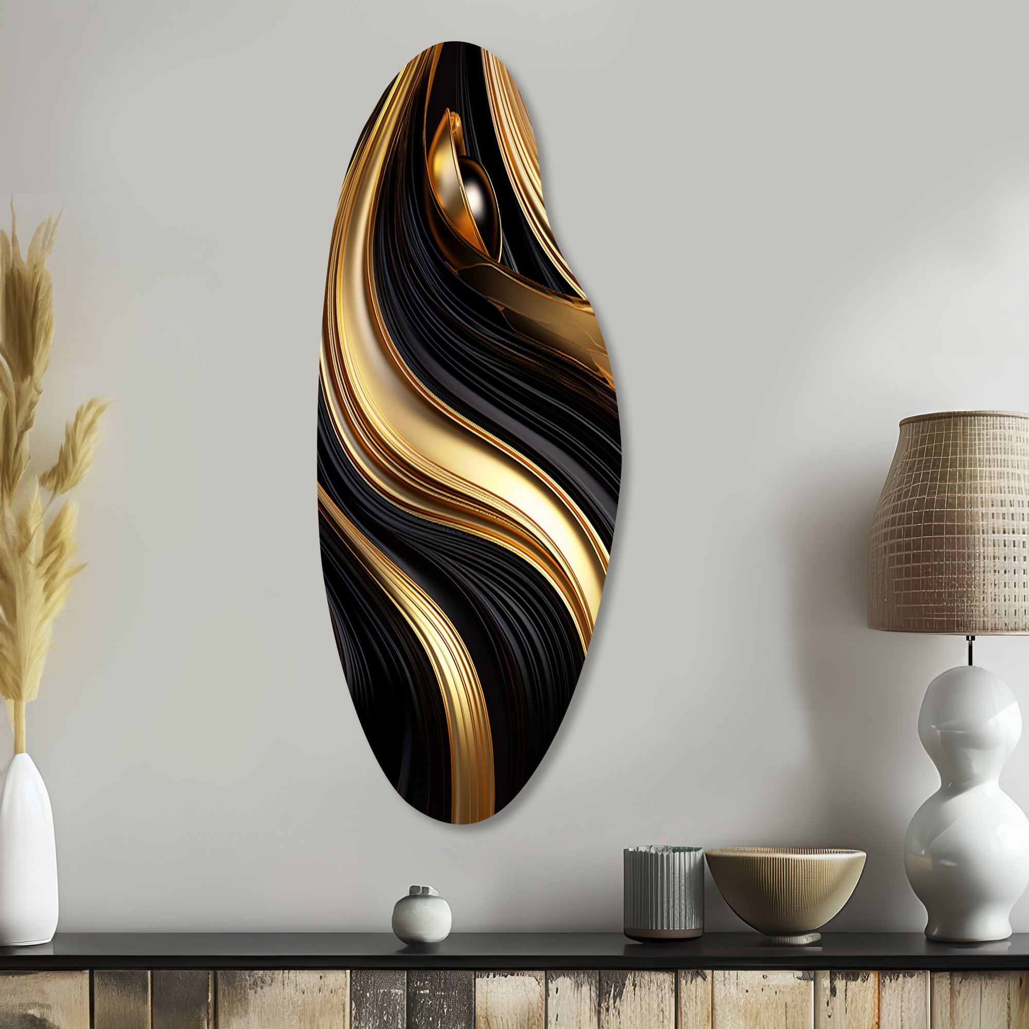 Design Art Abstract Liquid Gold And Black Swirl I - Abstract Spirals ...