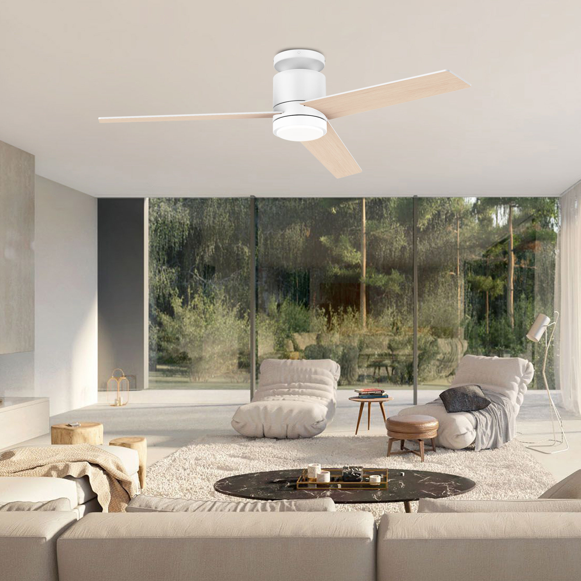 Mercer41 52" 3-Blade Smart Ceiling Fan with Light and Remote, WiFi ...