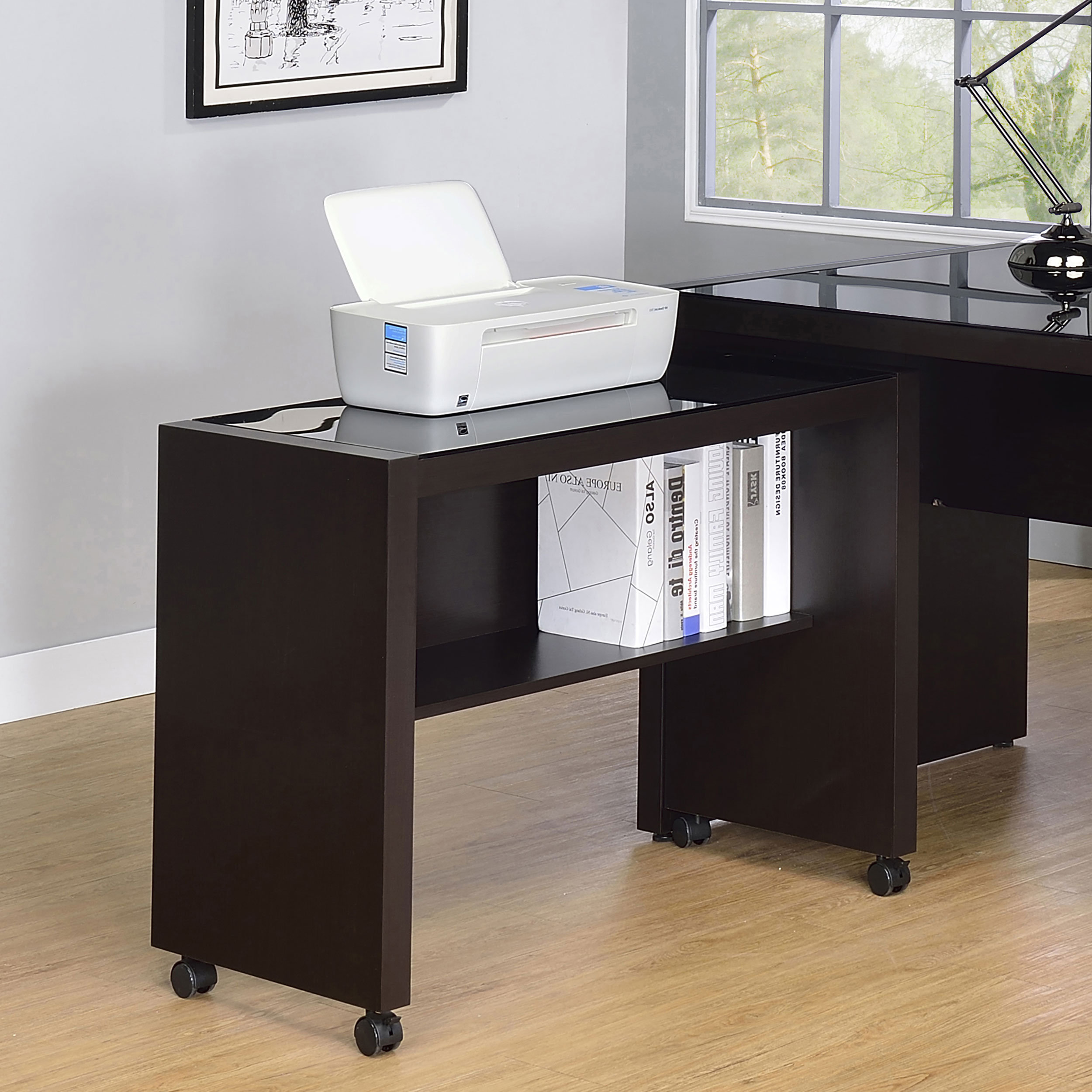 Ebern Designs Skeena 35-Inch Home Office Mobile Return Desk Cappuccino ...
