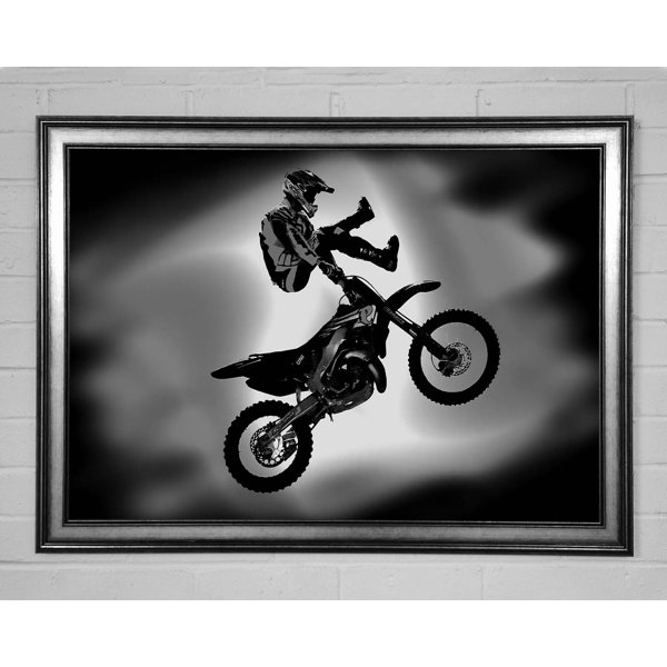Brayden Studio Free Style Motorcross B N W - Single Picture Frame Print ...