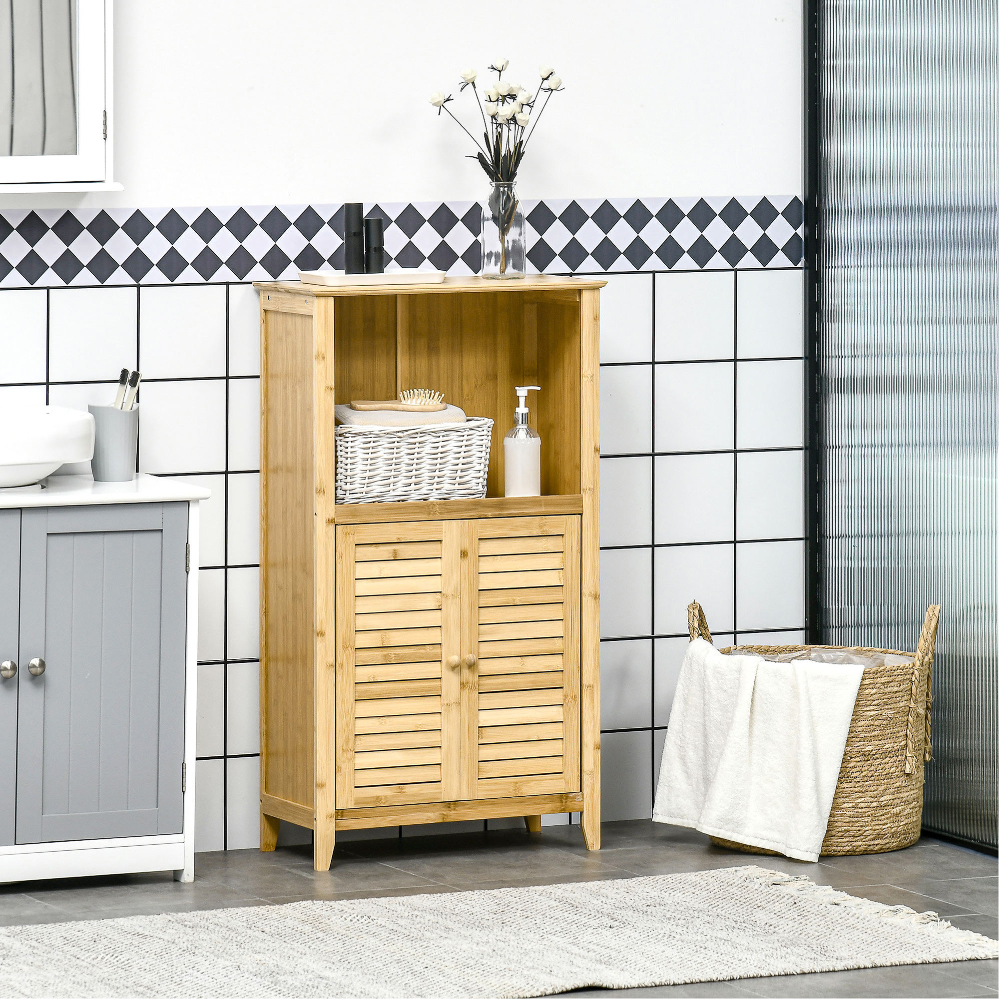 Lark Manor™ Versatile Bamboo Bathroom Cabinet With Multiple Shelves And ...