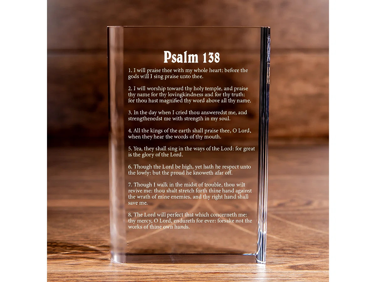 Trinx Joevani Psalm 138 Laser Engraved Crystal Book - Elegant Religious ...