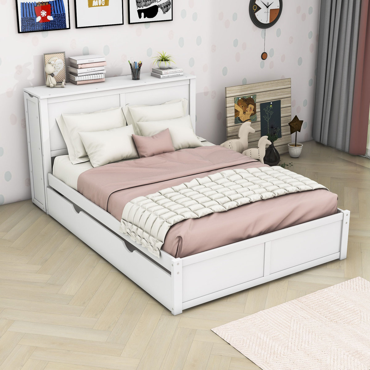 Lark Manor™ Keiser Full Platform Bed with Twin Trundle and Pull Out ...