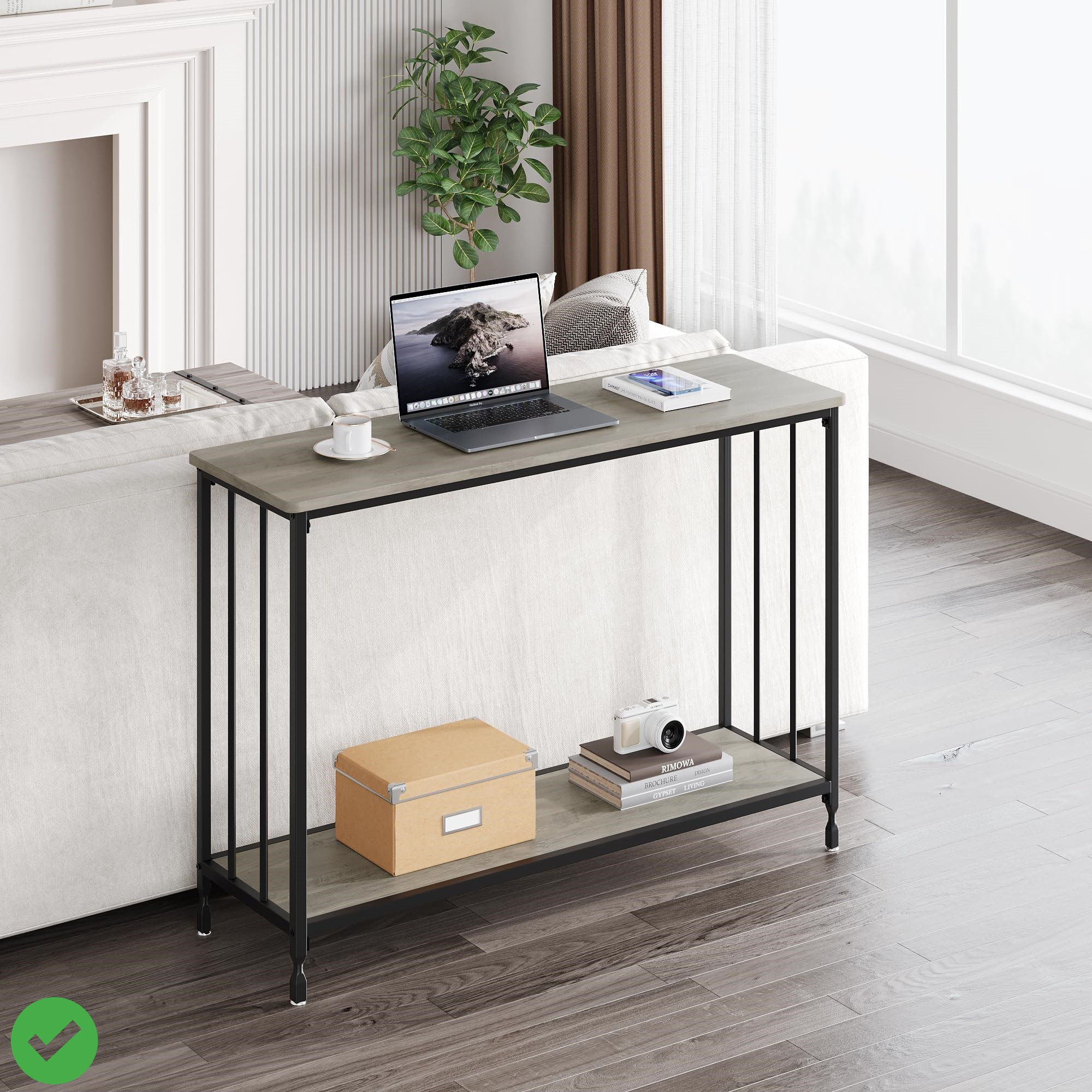 17 Stories Console Table, Sofa Tables Narrow Entryway Table w/ Glass ...