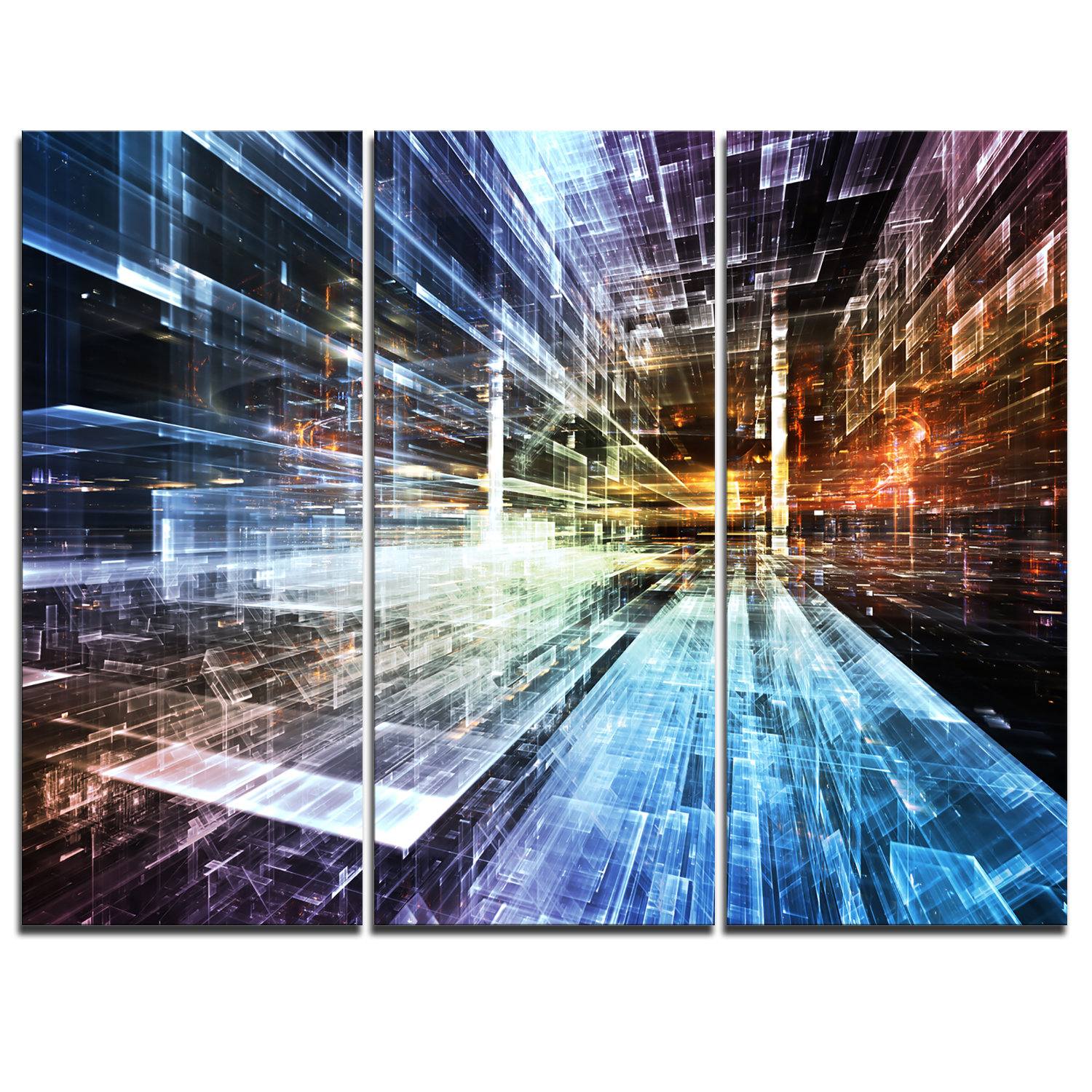 Design Art Future Industry - 3 Piece Graphic Art on Wrapped Canvas Set ...
