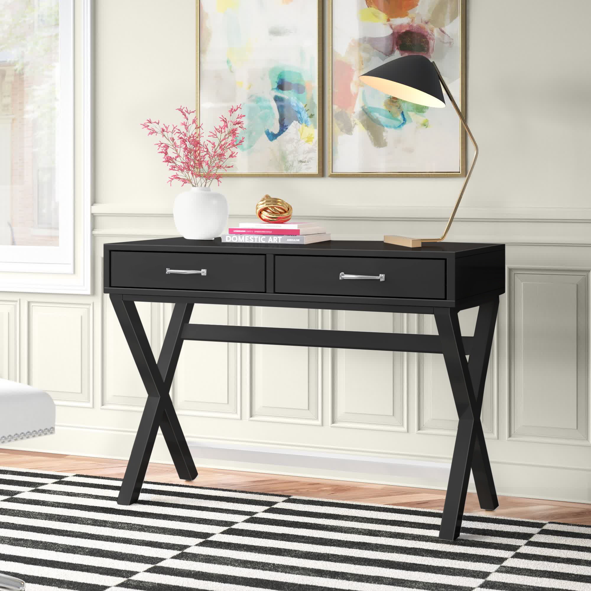 Etta Avenue™ Kiana Wood Campaign Style Writing Desk With 2 Drawers ...