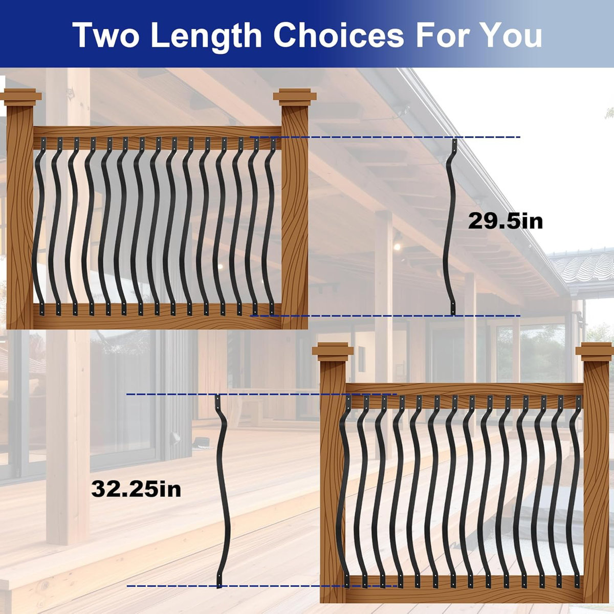 Sidasu 32.25" Metal Deck Railing Baluster,Set Of 25 | Wayfair