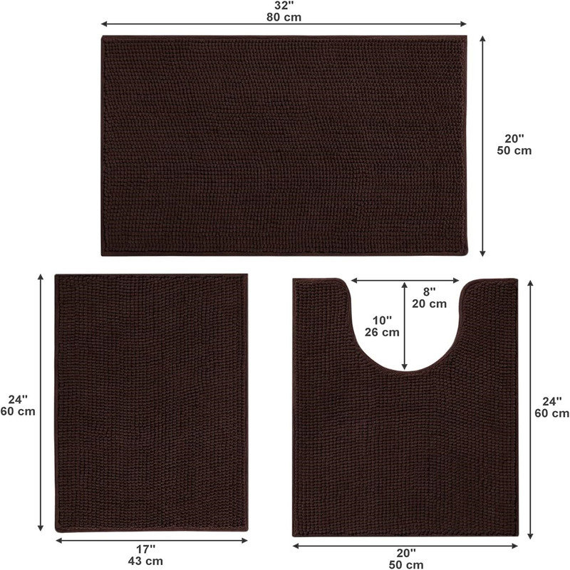 Ebern Designs Brown Bathroom Rugs Sets 3 Piece,Non-Slip Bath Rug | Wayfair