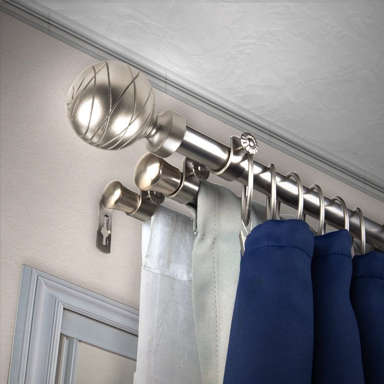 Charlton Home® Holloway Stainless Steel Adjustable Triple Curtain Rod ...