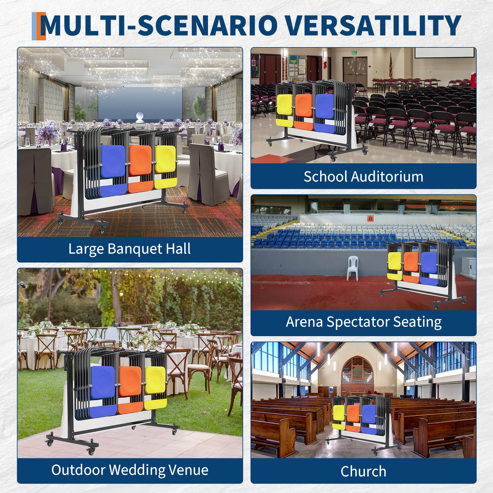 LumiParty Folding Chair & Table Cart with 400 lbs Capacity, Heavy-Duty ...