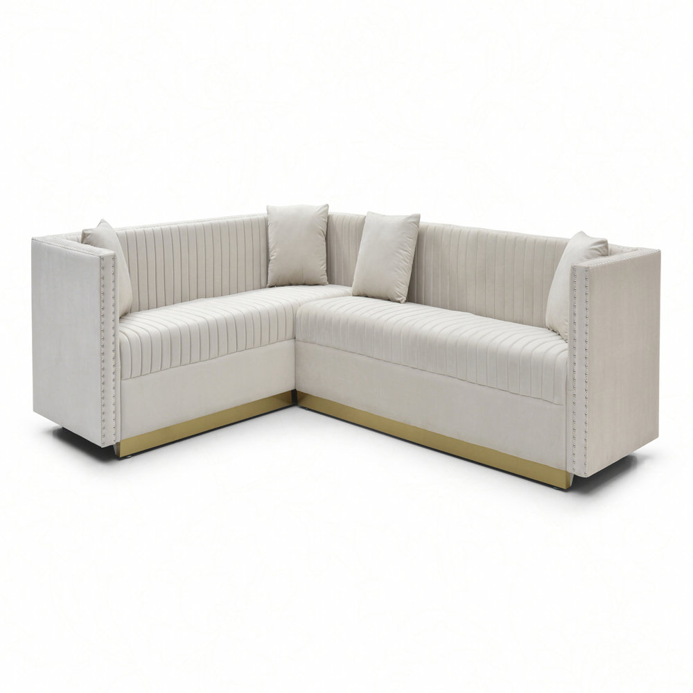 Everly Quinn Contemporary Vertical Channel Tufted Velvet Sectional Sofa ...