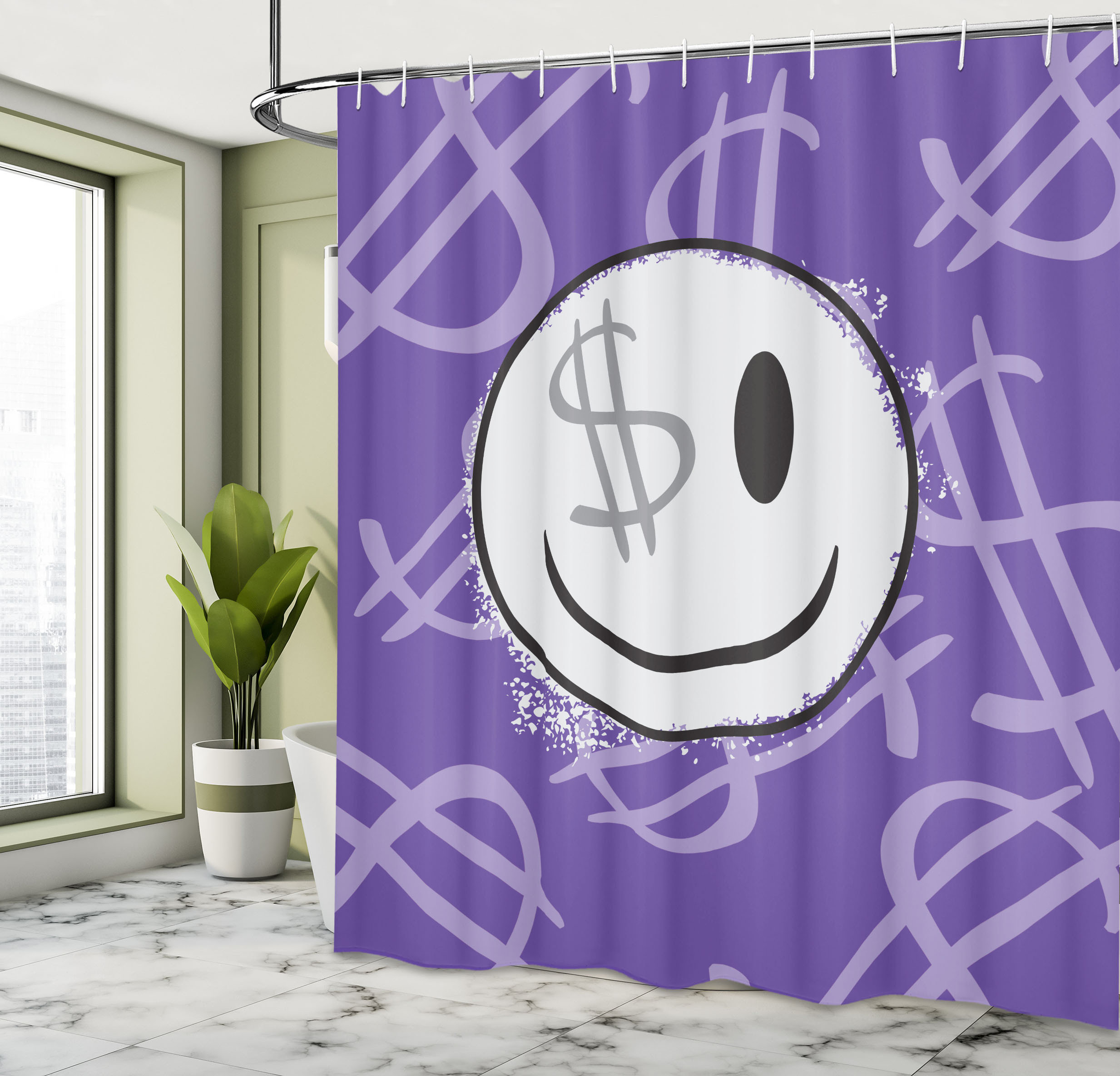 East Urban Home Emoji Shower Curtain Money Themed Face Dollar Sign ...
