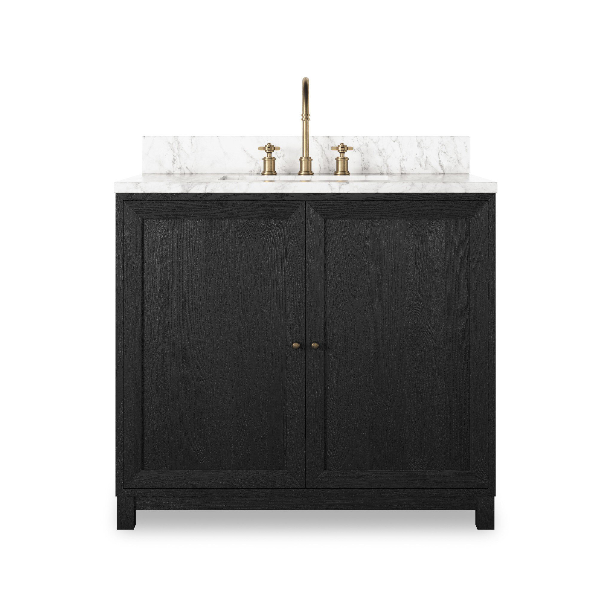 Four Hands Millie Single Vanity-Satin Drifted Black Veneer | Perigold
