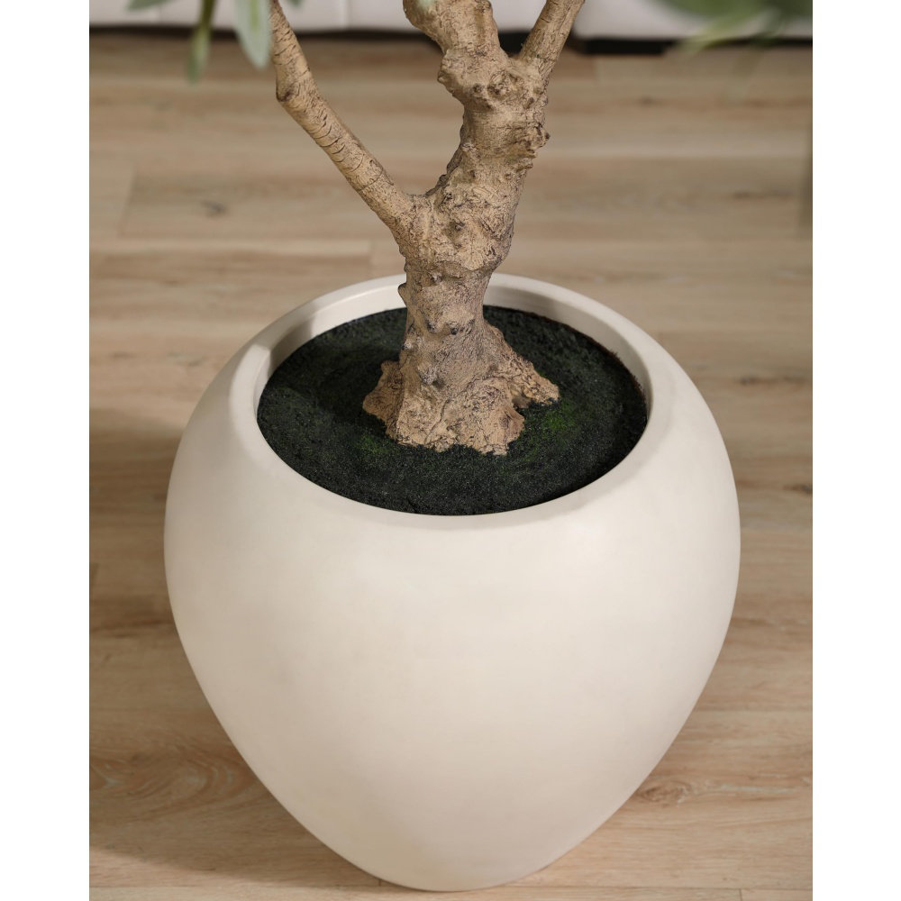 RELPOX 8 Feet Tall Faux Olive Tree with Round Artisan Planter | Wayfair