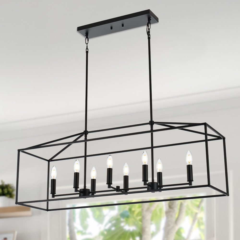 Gracie Oaks Valensi 8 - Light Matte Black Square/Rectangle Pendant ...