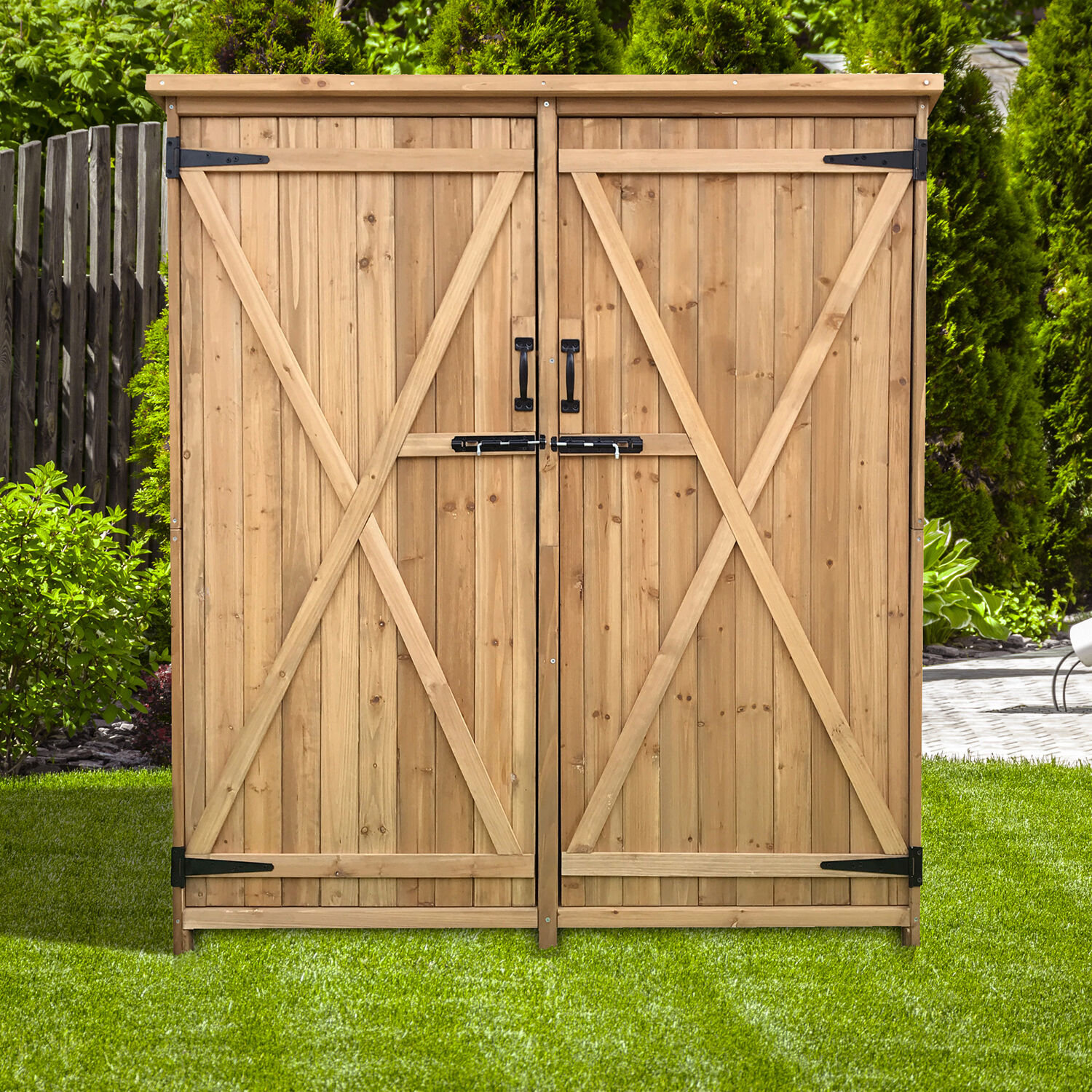Hanover 5 ft. W x 1 ft. 5 in. D Solid Wood Storage Shed | Wayfair