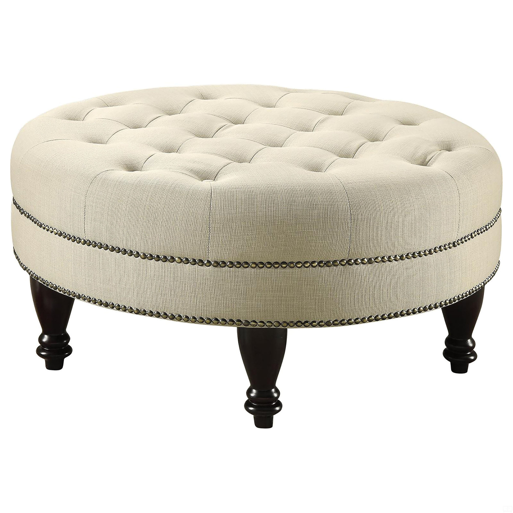 Red Barrel Studio® Oatmeal Cocktail Ottoman With Nailhead Trim | Wayfair