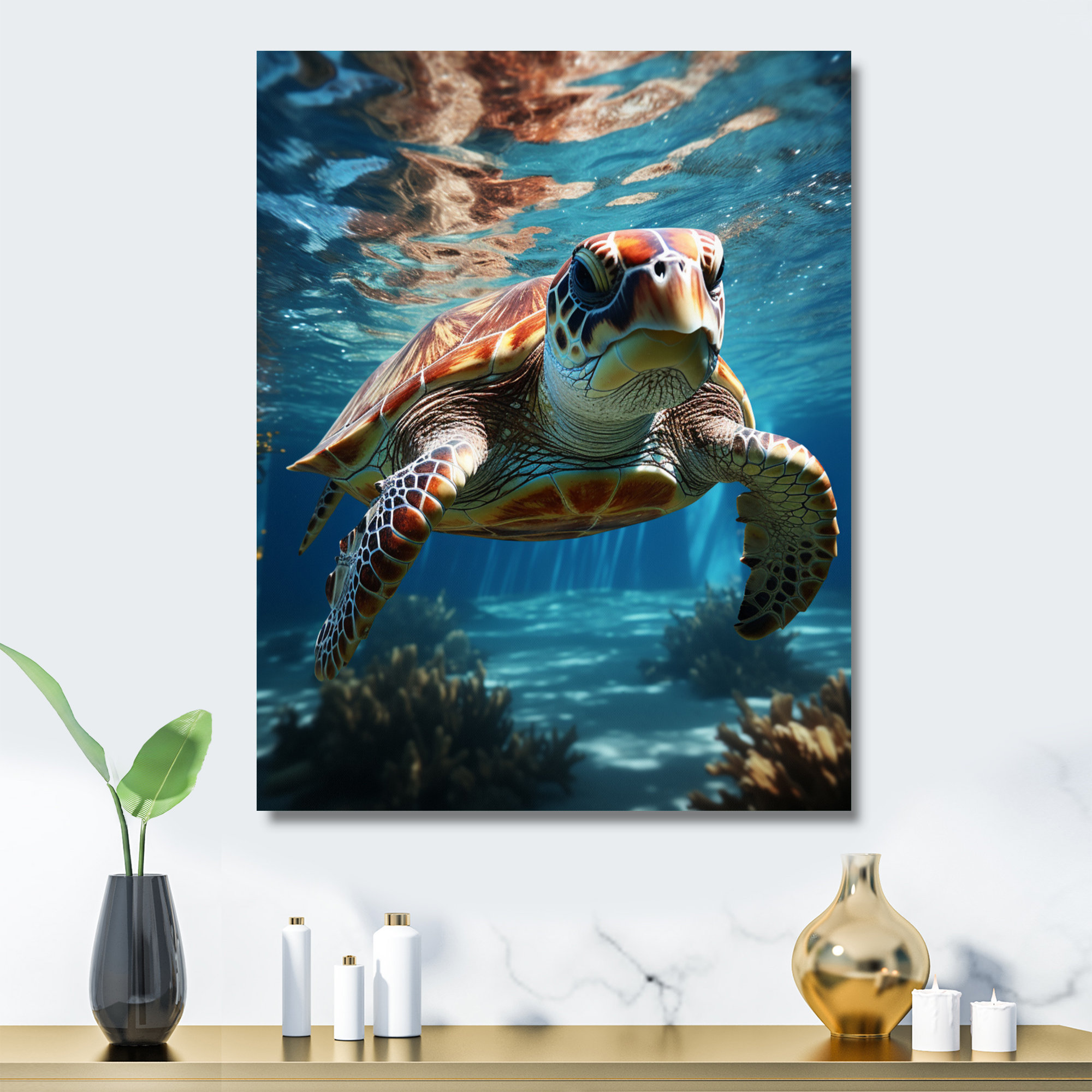 Latitude Run® Turtle Aquatic Wandererin Ocean - Animals Turtle Metal ...