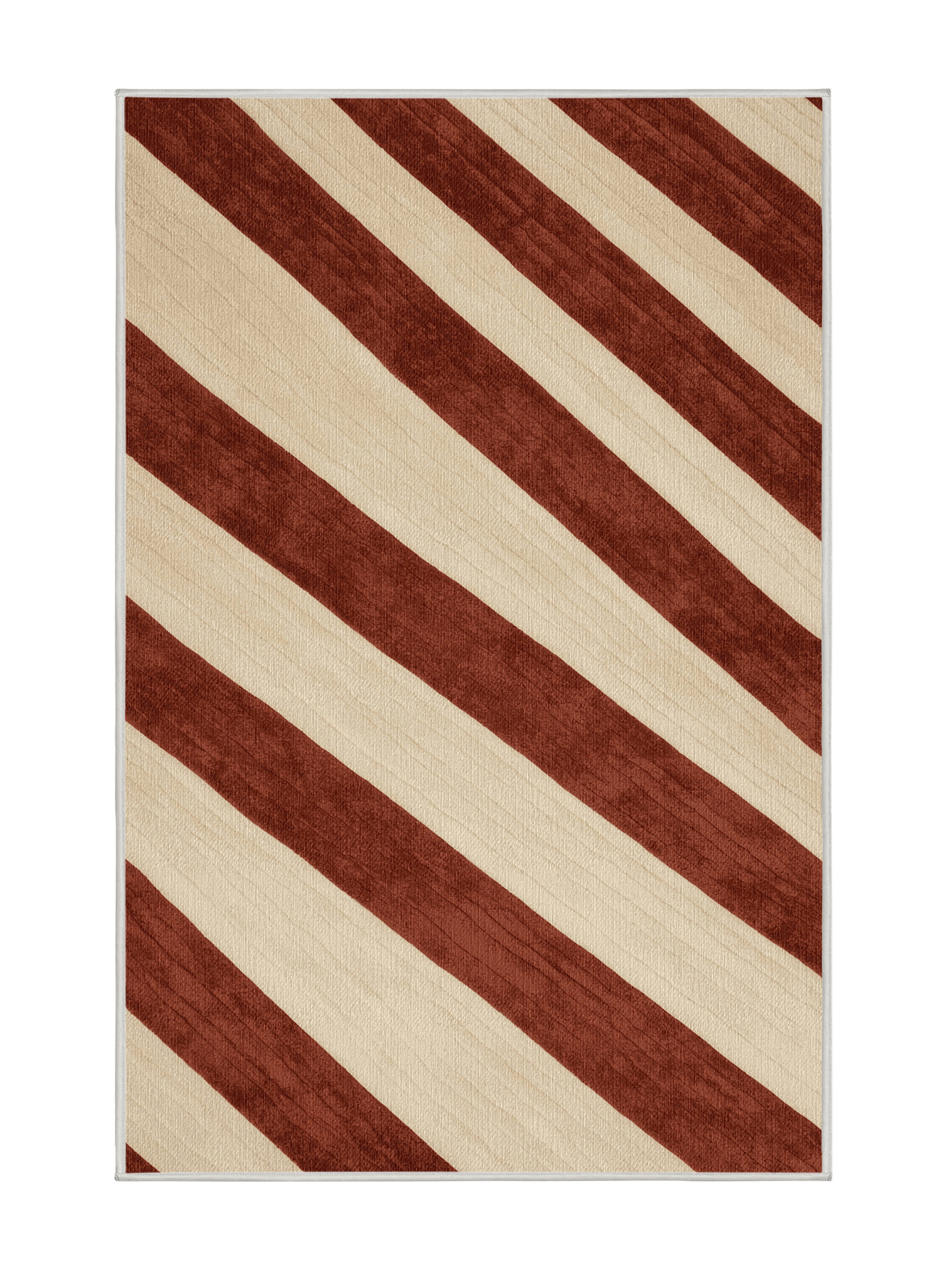Hokku Designs Washable Rust Cream Striped Area Rug | Wayfair