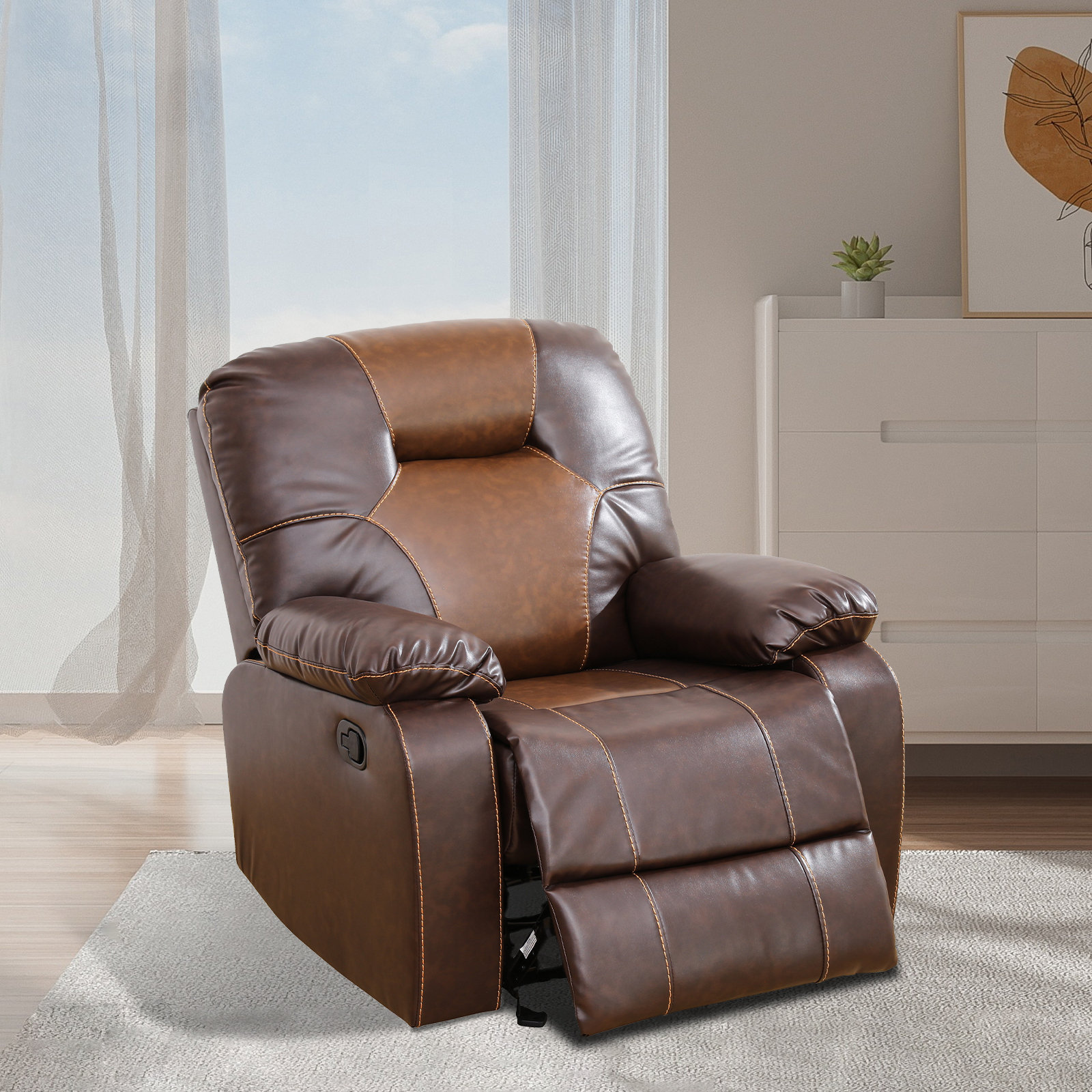 Ebern Designs Frohwald Faux Leather Recliner | Wayfair