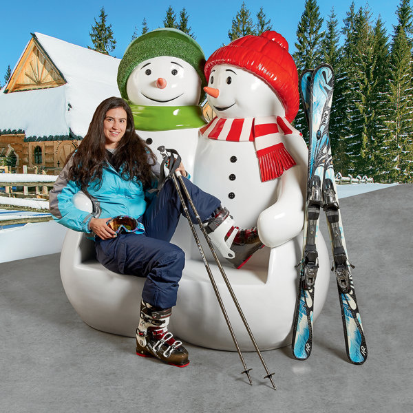 Design Toscano Powder Pals Holiday Snowman Sculptural Bench | Wayfair