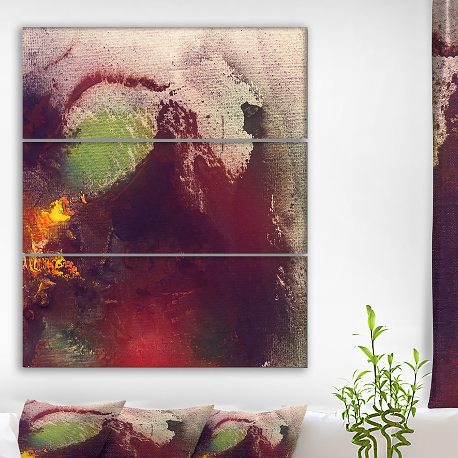 East Urban Home 'Red texture painting' Oil Painting Print Multi-Piece ...