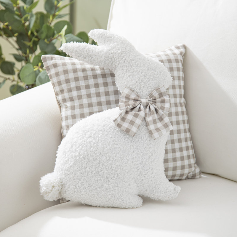 Evergreen Enterprises, Inc 15" Shaped Bunny with Checkered Bow & Fluffy ...