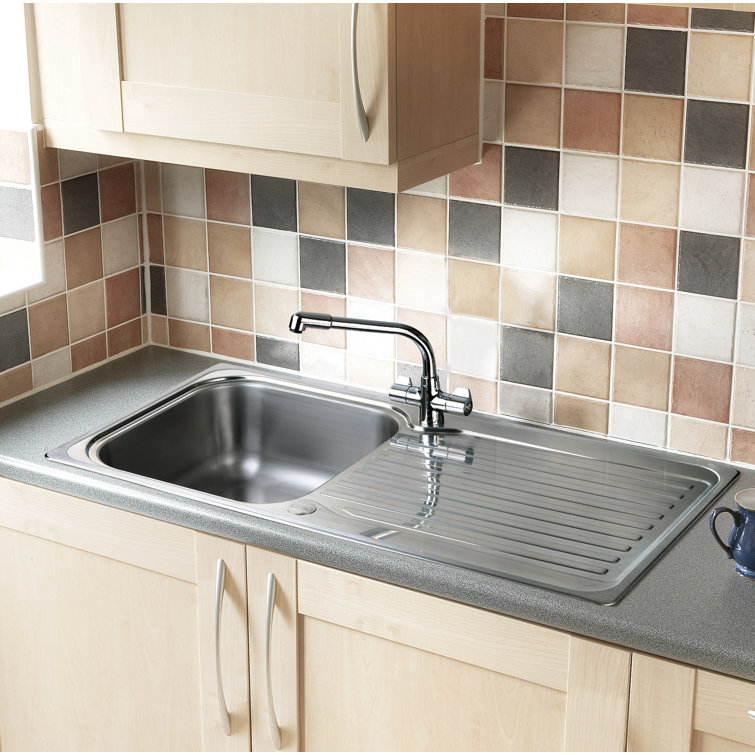 Leisure Sinks & Taps Linear 510mm W Single Bowl Stainless Steel Inset ...